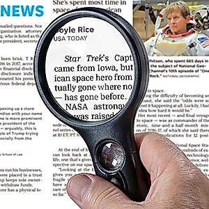 SeeZoom Lighted Magnifying Glass 3X 45x Magnifier Lens - Handheld Magnifying Glass with Light for Reading Small Prints, map, Coins and Jewelry - LED Magnifying Glass