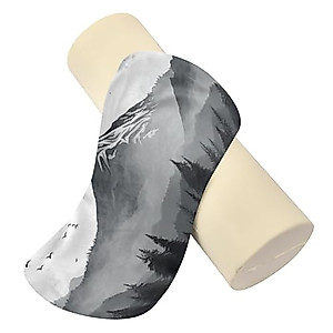 xigua Mountain Landscape Neck Roll Pillow for Neck Relief with Removable Washable Cover - Memory Foam Round Cylinder Bolster, Ergonomically Designed for Head, Neck, Back, and Legs