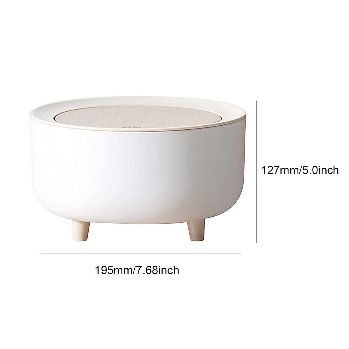 LVOERTUIG Desktop Trash Can with Lid,2L Press-Type Mini Trash Can,Portable Desk Rubbish Bin Bed Office Trash Can Waste Basket Compact Covered Closable Trash Bin(White)