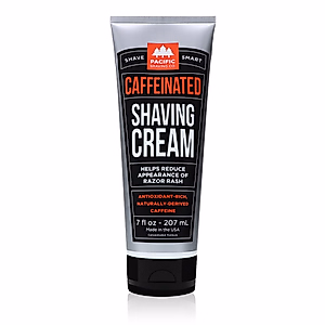 Pacific Shaving Company Caffeinated Shaving Cream - Shea Butter + Spearmint Antioxidant Shaving Cream with Caffeine - Clean Formula for a Hydrating, Redness Reducing + Irritation-Free Shave (7 Oz)