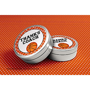 Basketball Team Coach Appreciation Thank You Sticker Labels, 40 2" Party Circle Stickers by AmandaCreation, Great for Envelope Seals & Gift Bags
