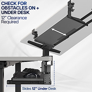 VIVO Large Height Adjustable Under Desk Keyboard Tray, C-clamp Mount System, 27 (33 Including Clamps) x 11 inch Slide-Out Platform Computer Drawer for Typing, White, MOUNT-KB05HW