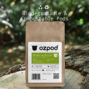 Ozpod Matcha Green Tea Pods for Nespresso Original, Compatible Nespresso Tea Pods, 100% Compostable and Biodegradable from Australia, 15 Single Serve Cups Creamy Matcha Tea