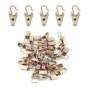Suneration 36PCS Small Curtain Clips Heavy-Duty Hooks for Hanging Clamp Hangers for Shower Home Decoration, Photos, Art Craft Display and Outdoor Activities Supplies - Gold