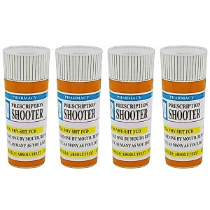 Shot Glasses - Prescription Pill Bottle Shot Glass 4 oz Rx Unique Funny Novelty Shot Glass set for Men, Great Gag Gifts Shot Glasses for Vodka, Whiskey, Tequila, Espresso, Secret Santa (4 Pack)