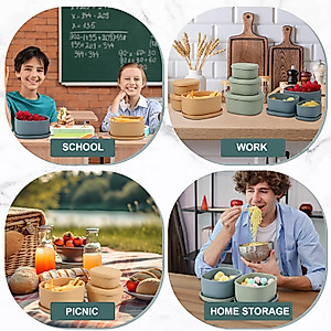 Vesici 9 Pcs Silicone Food Storage Containers Collapsible Reusable Small Containers with Lids Bpa Free for Christmas Party Snack Camping Lunch Bento Box (6.7oz, 10oz, 20oz) Green Blue Yellow