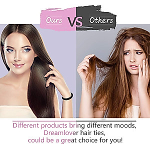 Dreamlover Hair Ties for Thick Hair, Hair Bands for Women's Hair, Ponytail Holders, Ouchless Black Hair Ties for Girls No Damage, 50 Pieces