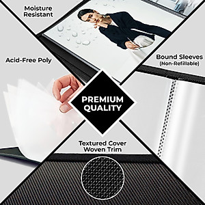 Dunwell 8x10 Photo Album Book - (Black), Art Portfolio Binder for 8 x 10 Pictures, 24 Clear Sleeves Display 48 Pages, 10x8 Sheet Protector Folder for Kids Artwork, Sketches, Prints