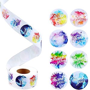 500PCS 1 Inch Watercolor Thank You Stickers Roll 8 Design Thank You Seal Stickers for Small Business Greeting Card Flower Bouquets Gift Wraps Tags Holiday Gifts Wedding Party Giveaways