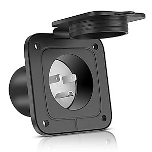 WAWETA 15 Amp Inlet, NEMA 5-15 Flanged Inlet 125V, RV Shore Power Inlet Receptacle with Waterproof Cover, 2 Pole 3-Wire AC Port Plug