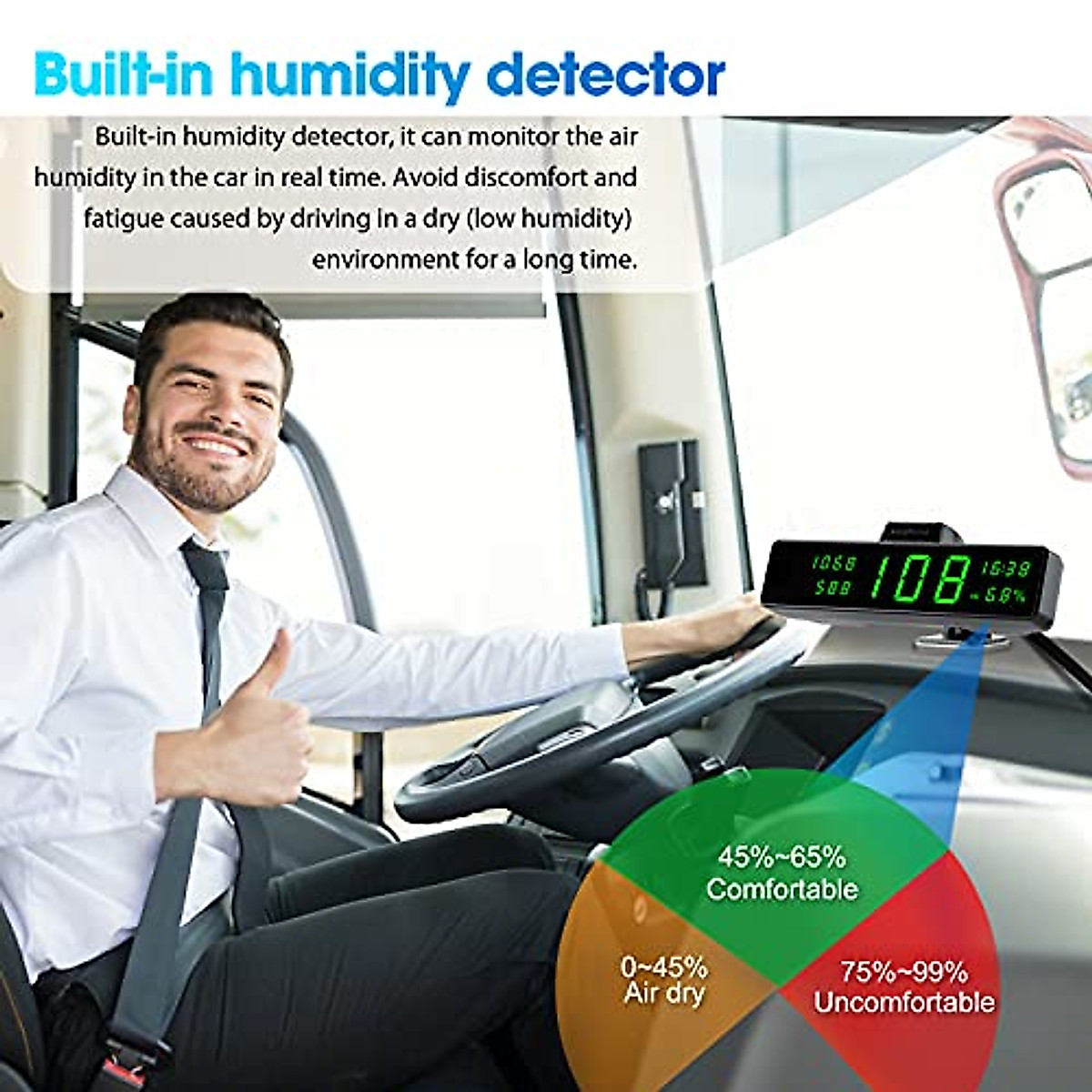 Kingneed C3020 Universal HUD Head Up Display GPS Digital Speedometer with Humidity Detector, MPH Over Speed Warning, Works for Cars & Other Vehicles