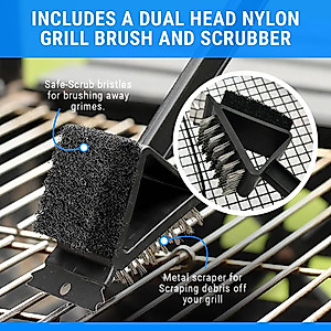 EmGi Grilling Basket 2 PCS, w/ BONUS Grill Brush, BBQ Grill Basket, Rolling Grilling Basket, Stainless Steel Grill Mesh Barbeque Grill Accessories, Portable Grill Baskets for Outdoor Grill for Fish,