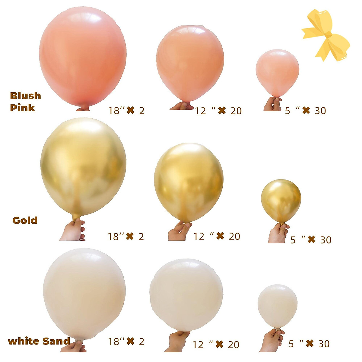 156pcs Dusty Pink Sand White Gold Balloon Garland Kit Arch, 5''/12''/18'' Different Sizes Retro Dusty Rose Blush Latex Balloons For Wedding Engagement Baby&Bridal Shower Birthday Party Decoration