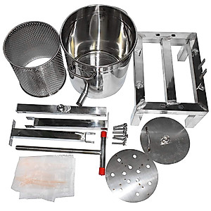 DIY Large Fruit Honey Presser Beeswax Extractor Beekeeping Machine and Cider, Wine, Grape, Apple Press extractor for Wine and Juice Making with 20L Keg and 10L Stainless Steel Strainer