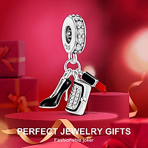 PICKBEAU Charms for Bracelets Necklace 925 Sterling Silver Handbag Crystal Shoes Cute Pet Flower Christmas Decor Dangle Pendants Love and Inspiration Friendship Beads Jewelry
