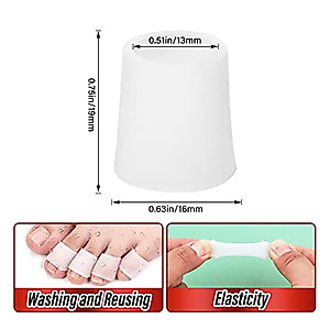 WLLHYF 20 Pieces Toe Sleeves, Gel Toe Protectors Toe Tube Pads Breathable Toe Covers Pinky Toe Spacers for Bunion Overlap Toe Hammer Toes Preventing Rubbing Relief Pain (20 White)