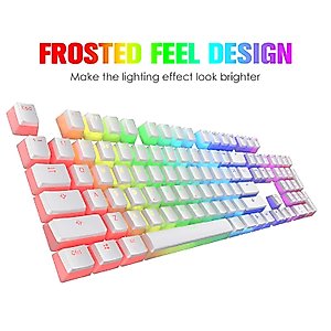 LexonElec Pudding Keycaps,Double Shot PBT Keycap Set with Translucent Layer for DIY RGB LED Backlit Gaming Mechanical Keyboards,Full 108 Key Set,OEM Profile,US Layout(White)