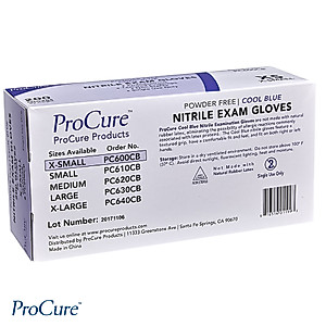 Medical Exam Disposable Nitrile Gloves X-Small, 400 Count - Powder Free, Rubber Latex Free, Food Safe, Surgical Grade, Ambidextrous, Textured Tips, 3 Mil Thickness - Cool Blue (2 Boxes of 200)