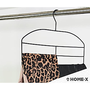 HOME-X Set of 2 Space-Saving Legging Hangers for Closet, Iron Organizer Hangers, Hang 6 Leggings, Yoga and Stretch Pants on One,15 ¼” L x 12 ¾” W, Black