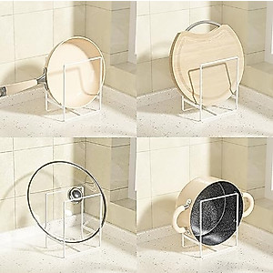 LINFIDITE Plate Holder Organizer 2 Pack Dish Storage Rack Upright Cabinet Dish Drying Rack White Metal Dish Holder Stand for Kitchen Counter Cupboard and 7.87in. x 6.29in. x 4.52in.White