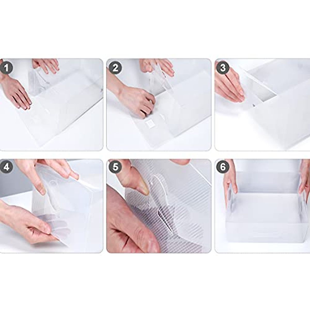 Lawei 10 Pack Clear Women's Shoe Box - Foldable Shoe Storage Boxes Plastic Shoe Organizer Bin for Men, Women and Kids