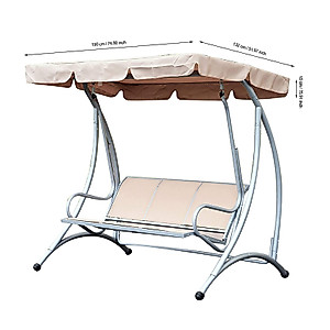 Swing Canopy,Outdoor Swing Canopy Chair Top Cover Swing Canopy Waterproof Cover Replacement Canopy Porch Top Cover Outdoor Seat Furniture for Patio Swing Garden Swing Outdoor(Beige)