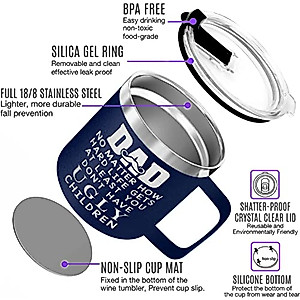 TEEZWONDER Gifts for Dad from Daughter Son, Laser Engraved Birthday Christmas Gifts for Dad, Best Papa, Grandpa for Fathers Day, Funny Insulated Coffee Mug 14oz