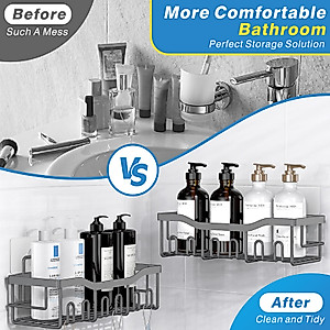 Shower Caddy 5 Pack,Adhesive Shower Organizer for Bathroom Storage&Home Decor&Kitchen,No Drilling,Large Capacity,Rustproof Stainless Steel Bathroom Organizer,Shower Shelves for Inside Shower-Larger