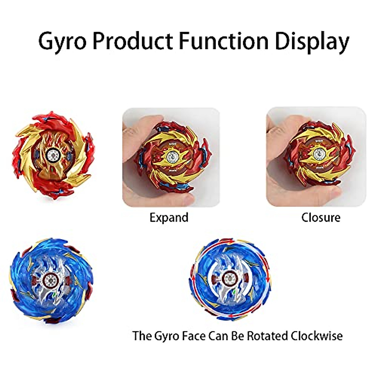 Hozuumo Bey Battling Top Burst Gyro Toy Set, with Gyro Launchers and Handle Combat Battling Game, Gift for Kids Children, B-174-01+B-174-02