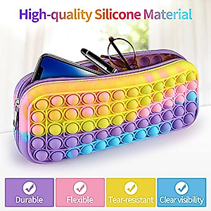 XNMOA Pop Pencil Case,Popping Fidget Toy Pencil Bag ,Push Bubble Silicone Sensory Toy Cute School Supplies,Large Capacity Pop Sensory Pencil Box For Teen Girls Office Pen Case Women