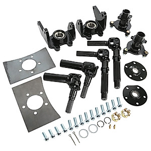 YC Yier Front Axle Kit 4 Wheel Drive Half Axle Assembly Shock Swingarm Tie Rod & Steering Wheel Gear Rack Pinion for Electric Go Kart ATV Quad Buggy Golf Cart 4 Wheeler Drift Trike Dolly Cart