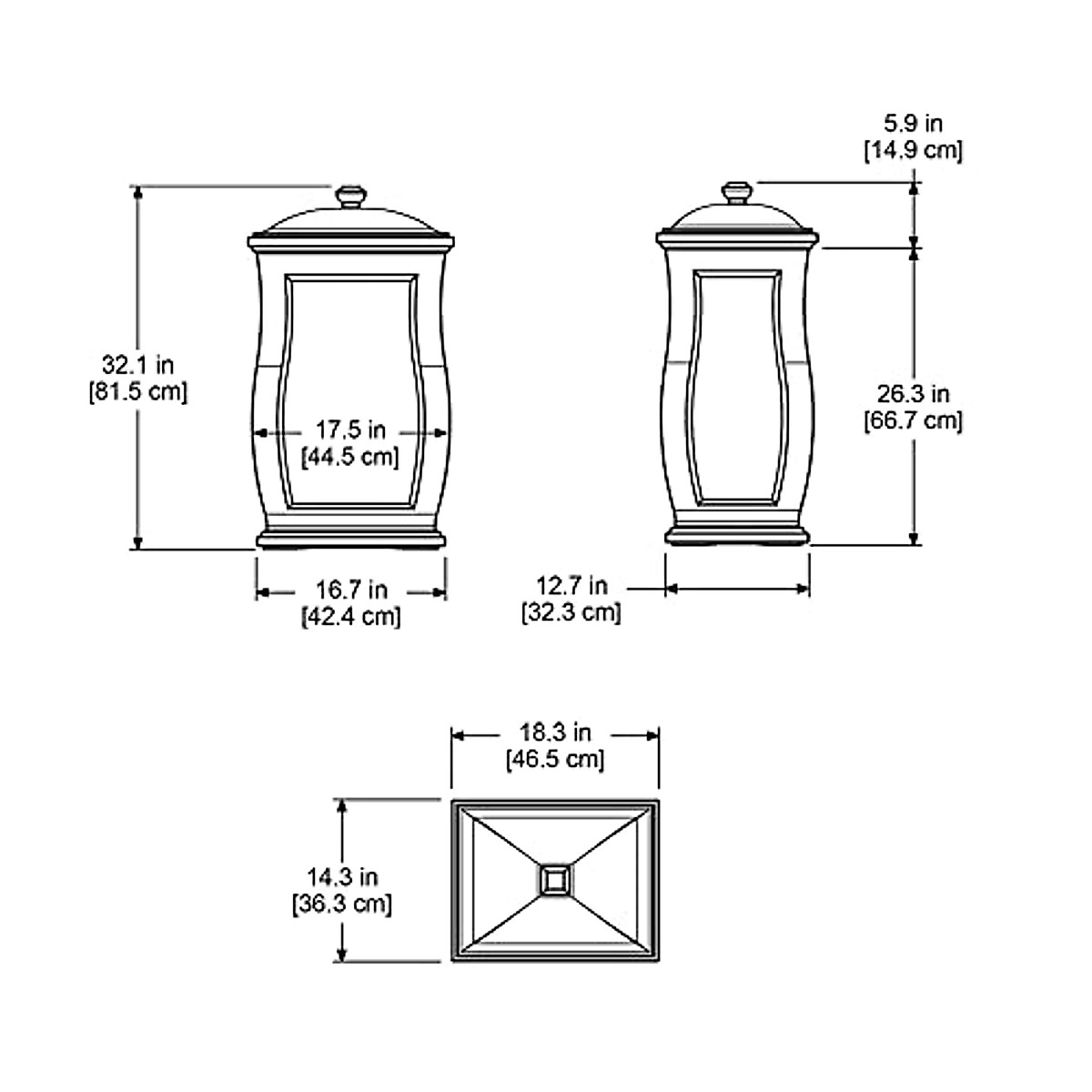 Mayne Mansfield Multi-Purpose Storage Bin - 20in x 20in x 38in - 45 Gallons of Storage Capacity - Polyethylene (5861-W)