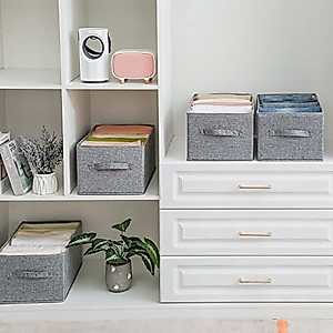 Wardrobe Clothes Organizer for Folded Clothes, Closet Organizers and Storage with Reinforced Handle Thick Fabric for Clothes, Jeans and Pants Organization, Foldable and Stackable with Built-in PP Board, 6 Grids, Grey(2PCS)