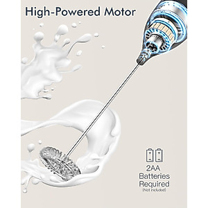 Milk Frother Handheld Battery, Electric Foam Maker Frother Wand, Drink Mixer with Stainless Steel Whisk for Coffee, Matcha, Lattes, Cappuccino Black