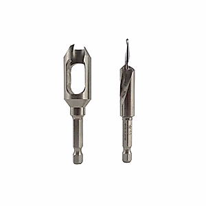 WoodOwl 58S-14 Plug Cutter/Countersink Set 4 mm (~5/32”) Pilot Hole and 10.5 mm (~13/32”) Countersink and Plug, Cuts Plugs with Cordless Drills