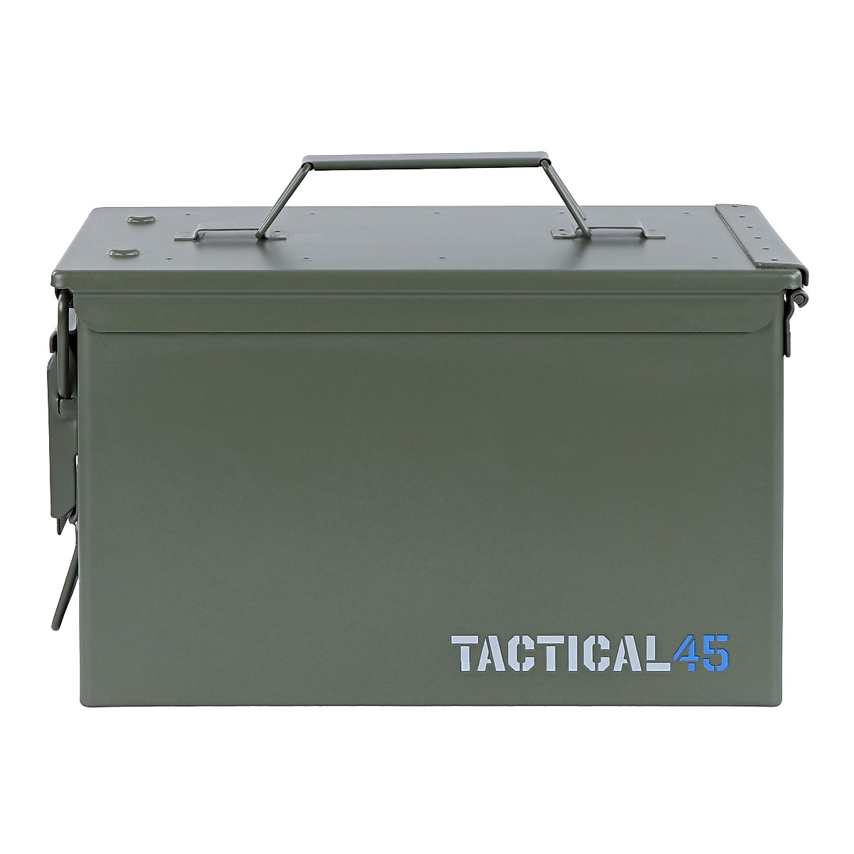 Tactical45 M2A2 50 Cal Ammo Can Army Green Ammo Storage Container with Front Latch System Steel Military Grade Ammo Case