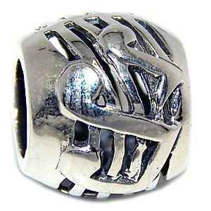 ICYROSE Solid 925 Sterling Silver Barrel with Musical Notes Charm Bead
