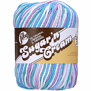 Lily Sugar'n Cream Super Size Ombres Yarn, 3 oz, Beach Ball Blue, 1 Ball