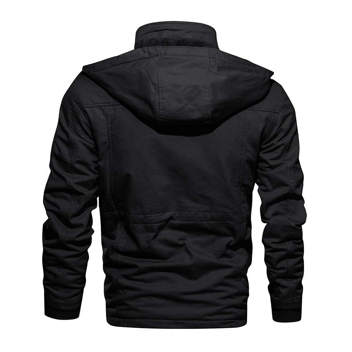 CRYSULLY Men's Slim Fit Fall Casual Discount Winter Coats Cotton Ripstop Enclosure Army Jacket Black/US M/tag3XL