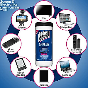 Endust for Electronics; Screen & Surface Cleaning Wipes, Great LCD and Plasma Wipes, 70 Wipes (11506)