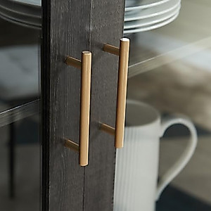 Home Source Display Storage Cabinet in Black with Glass Doors