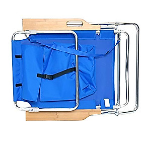 Deluxe 5 pos Lay Flat High Aluminum Beach Chair Lounge Chaise with Foot Rest, Large Storage, Waterproof Cell Pouch