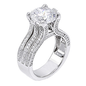 Hidden Gems Jewelry 4.50 carats Round Cut Solitaire Engagement Ring, Sterling Silver