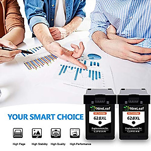 NineLeaf Remanufactured 62XL High Yield Ink Cartridge C2P05AN Compatible for HP Envy 5640 5642 5643 5644 5646 5660 7640 7645 OfficeJet 5740 5741 5742 5743 5745 8040 200 250 Printer （2 Pack, Black