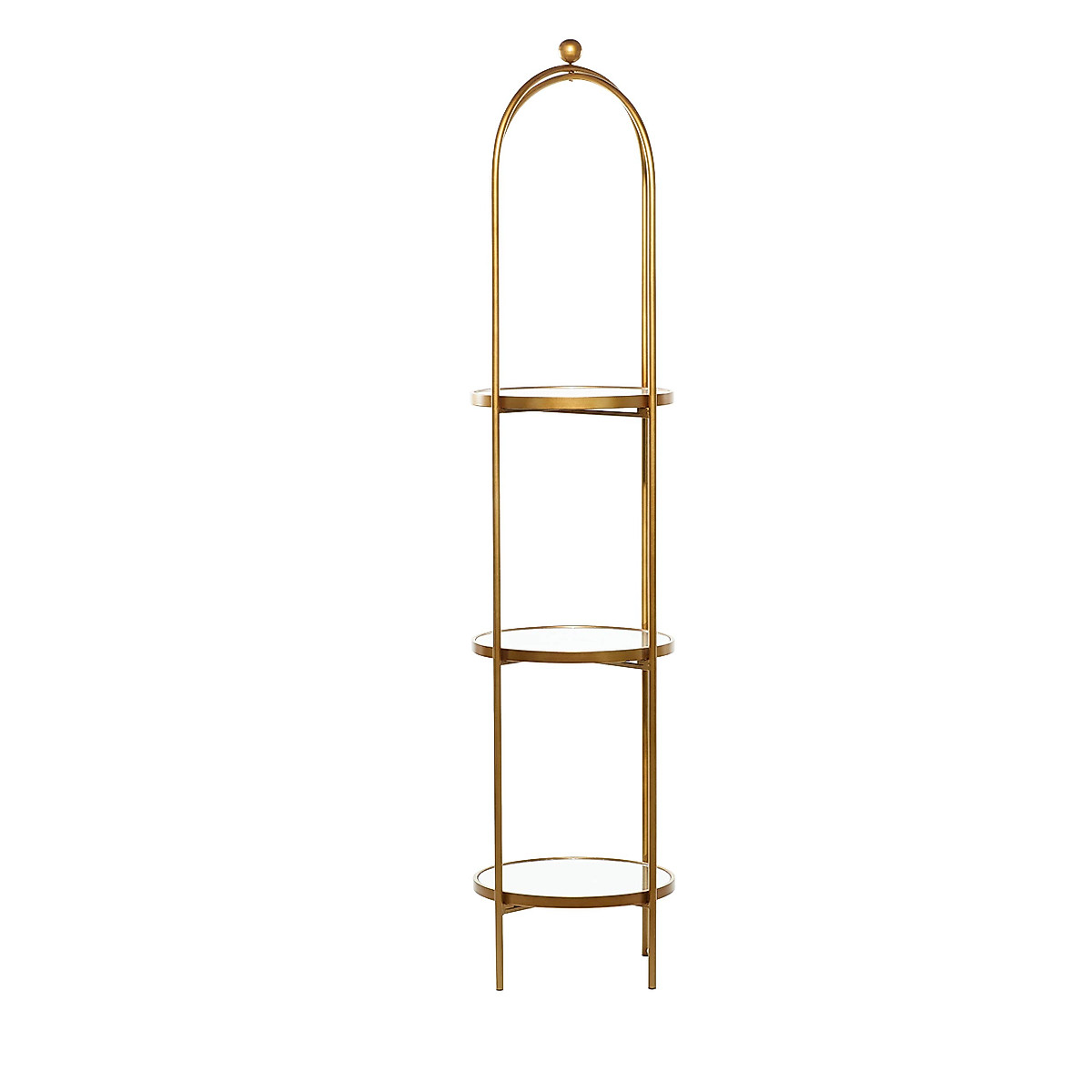 Deco 79 Metal 3 Shelf Shelving Unit with Mirror Shelves, 18" x 18" x 73", Gold