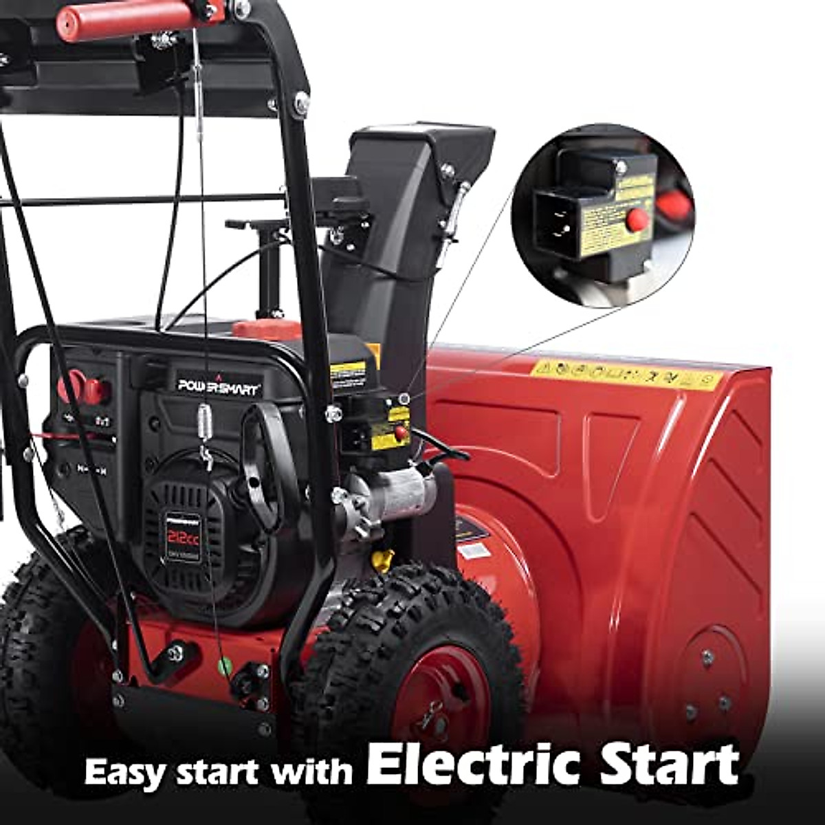 PowerSmart Snow Blower 24 Inch 2-Stage 212cc Engine Gas Powered with Electric Start PS24