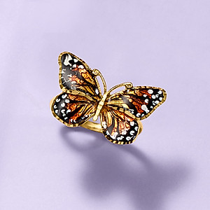 Ross-Simons Italian Multicolored Enamel Butterfly Ring. Size 6