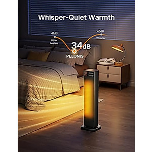 PELONIS Oscillating Ceramic Tower Indoor Space Heater for Home with Oscillation, Programmable Thermostat & ECO Mode, 12H Timer & Remote Control, Safety Protection, 23 Inches, 1500W, PHF15RSAPH23