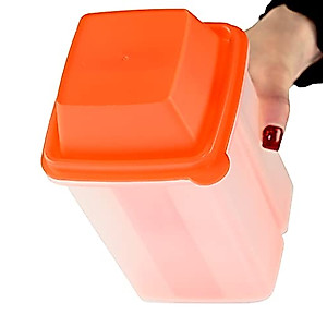 HOME-X Pickle Storage Container, Straining Pickle Jar, Filter Insert, Sieve Food Saver Container, 7 ½” L x 4 ¼” W x 4 ¼” H, Orange