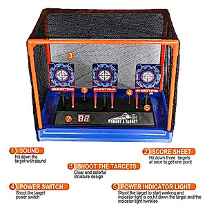 Electronic Shooting Target Scoring Auto Reset Digital Targets for Nerf Guns Toys with a Support Cage & Net, Christmas Birthday Gifts Toy for Kids-Boys & Girls